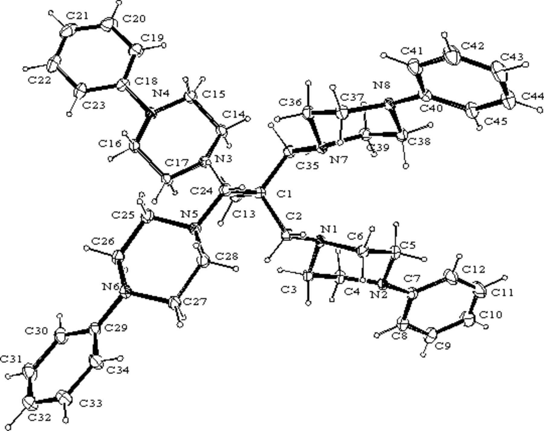 (IUCr) Tetra­kis­­[(4-phenyl­piperazin-1-yl)­methyl]­methane